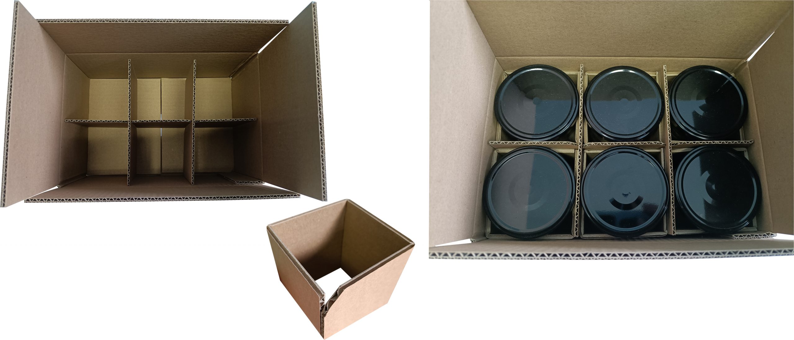 Caisse carton pour 6 pots en verre - EDC Transmouss